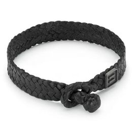 Hannes Roether Herren-Lederarmband geflochten M Schwarz