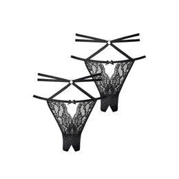 Petite Fleur Gold String-Ouvert Damen Größe XS/S schwarz