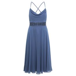 Vera Mont Cocktailkleid mit Wasserfallausschnitt Damen Gr&ouml;&szlig;e 32 blau