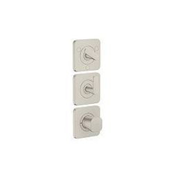 Hansgrohe Axor Citterio C Thermostatmodul 380/120, 49710800 cubic cut, Edelstahl Optik, Unterputz, mit Rosetten