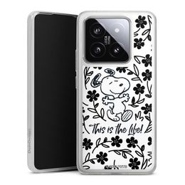 DeinDesign Xiaomi 14T Pro Handy Silikon H&uuml;lle Case transparent Handyh&uuml;lle Peanuts Flowers Snoopy Silikon Case