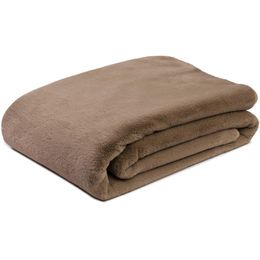 Gözze Wohndecke GÖZZE "Merino Wendewohndecke", grau (taupe), B:180cm L:220cm, Polyester, Wohndecken, kuschelig weich