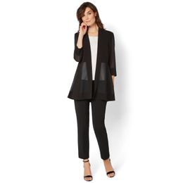 Longblazer "Liliana", Damen, Gr. 48, schwarz, Jersey, Obermaterial: 100% Polyester, HERMANN LANGE Collection, unifarben, elegant, ohne Ausschnitt, 3/4-Ärmel, Blazer, aus Jersey und Chiffon