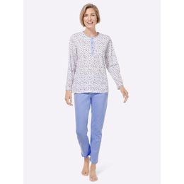 Schlafanzug Ascafa, Damen, Gr. 40/42, lila (lila, bedruckt), 100% Baumwolle, Langarm, Homewear-Sets