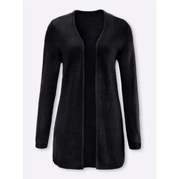 WITT Damen Strickjacke mit gerippten Abschl&uuml;ssen, schwarz, Gr&ouml;&szlig;e 56