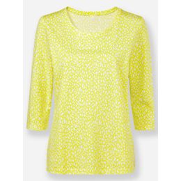WITT Damen 3/4-Arm-Shirt mit Minimal-Druck, wei&szlig;-limone-bedruckt, Gr&ouml;&szlig;e 40