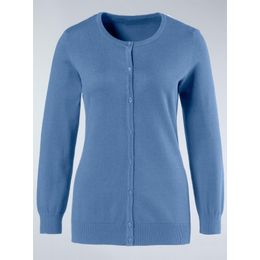 WITT Damen Strickjacke aus reiner Baumwolle, blau, Gr&ouml;&szlig;e 40