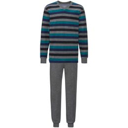 w&auml;schepur men Herren Schlafanzug, grau-geringelt, Gr&ouml;&szlig;e 44/46