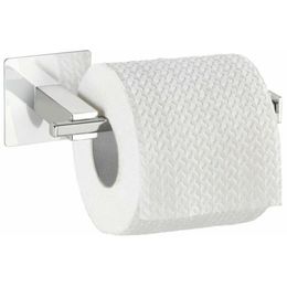 Wenko - Turbo-Loc® Edelstahl Toilettenpapierhalter ohne Deckel Quadro, rostfrei, Befestigen ohne bohren, Silber glänzend, Edelstahl rostfrei chrom,