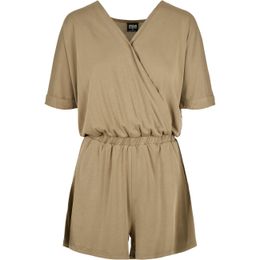 Jumpsuit Urban Classics "Urban Classics Damen Ladies Short Modal Jumpsuit", Damen, Gr. XL, US-Größen, grün (khaki), 77% Modal, 23% Polyester, unifarben, loose fit, Kurzarm, Overalls