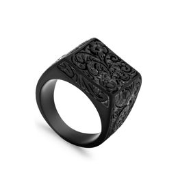Akitsune Ring 'Floral' Herren Gr&ouml;&szlig;e 65 schwarz