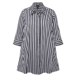 Ulla Popken Bluse Damen Gr&ouml;&szlig;e M/L nachtblau / wei&szlig;