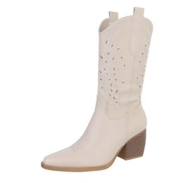 Ital-Design Cowboystiefel Damen Gr&ouml;&szlig;e 40 beige / braun Winterschuhe