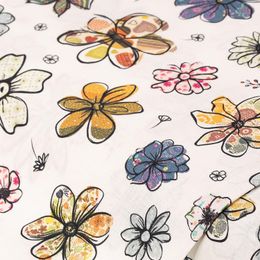 buttinette Baumwollstoff "Blumen", Serie Ria, weiß-color
