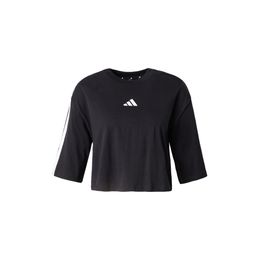 ADIDAS SPORTSWEAR Performance Shirt 'ESSENTIALS 3-STRIPES COTTON LOOSE' female size XL/XXL Black / White