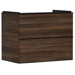 Hansgrohe Xelu Q Waschtischunterschrank 54030670 780x605x475mm, 2 Schubladen, Nussbaum dunkel, mattschwarz