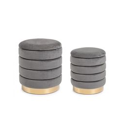 Bizzotto Set2 Pouf Container Darina Grigio aus Samt