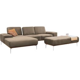 Ecksofa W.Schillig "run, Designsofa mit tollem Sitzkomfort, L-Form", beige (stone z73), B:279cm H:88cm T:178cm, Longlife Xtra-Leder Z73: Naturwalkleder der Luxusklasse aus den erlesensten Rohh&auml;uten. Hautst&auml;rke 1, 1 &ndash; 1, 3 mm;ROHLEDER Jacquard-Flachgewebe Q2 W60 (63% Polyester, 37% Polyacryl);ROHLEDER Chenille-Flachgewebe Q2 W77 (68% Polyacryl, 32% Polyester);Stoff S37 (100% Polyester), Sofas, Ecks