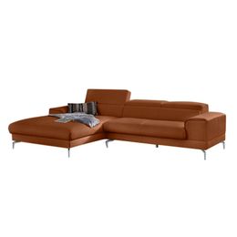 Ecksofa W.Schillig "piedroo, Designsofa mit tollem Sitzkomfort, bequem und elegant, L-Form", braun (cognac z69), B:303cm H:70cm T:193cm, Longlife Xtra-Leder Z69: Das feinnarbige, gedeckte Softleder Z69 besticht durch seine au&szlig;ergew&ouml;hnliche Weichheit im trendigen &raquo;Vintage-Look&laquo;, Hautst&auml;rke 0, 9 - 1, 1 mm, Sofas, Ecksofa, Kopfteilverstellung, wahlweise mit Sitztiefenverstellung, Breite 303cm