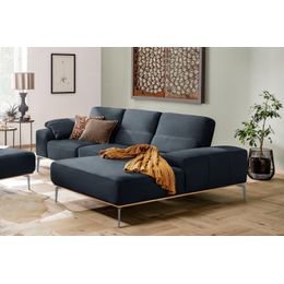 Ecksofa W.Schillig "run, Designsofa mit tollem Sitzkomfort, bequem, L-Form", blau (blau z73), B:279cm H:88cm T:178cm, Longlife Xtra-Leder Z73: Naturwalkleder der Luxusklasse aus den erlesensten Rohh&auml;uten. Hautst&auml;rke 1, 1 &ndash; 1, 3 mm;ROHLEDER Jacquard-Flachgewebe Q2 W60 (63% Polyester, 37% Polyacryl);ROHLEDER Chenille-Flachgewebe Q2 W77 (68% Polyacryl, 32% Polyester);Stoff S37 (100% Polyester), Sofas