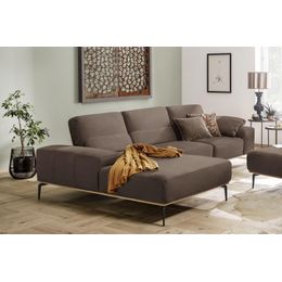 Ecksofa W.Schillig "run, Designsofa mit tollem Sitzkomfort, bequem, L-Form", braun (chocolate w82), B:319cm H:88cm T:178cm, Longlife Xtra-Leder Z73: Naturwalkleder der Luxusklasse aus den erlesensten Rohh&auml;uten. Hautst&auml;rke 1, 1 &ndash; 1, 3 mm;ROHLEDER Jacquard-Flachgewebe Q2 W60 (63% Polyester, 37% Polyacryl);ROHLEDER Chenille-Flachgewebe Q2 W77 (68% Polyacryl, 32% Polyester);Stoff S37 (100% Polyester),