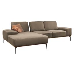 Ecksofa W.Schillig "run, Designsofa mit tollem Sitzkomfort, bequem, L-Form", beige (stone z73), B:279cm H:88cm T:178cm, Longlife Xtra-Leder Z73: Naturwalkleder der Luxusklasse aus den erlesensten Rohh&auml;uten. Hautst&auml;rke 1, 1 &ndash; 1, 3 mm;ROHLEDER Jacquard-Flachgewebe Q2 W60 (63% Polyester, 37% Polyacryl);ROHLEDER Chenille-Flachgewebe Q2 W77 (68% Polyacryl, 32% Polyester);Stoff S37 (100% Polyester), Sof