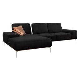 Ecksofa W.Schillig "run, Designsofa mit tollem Sitzkomfort, L-Form", schwarz (midnight w82), B:279cm H:88cm T:178cm, Longlife Xtra-Leder Z73: Naturwalkleder der Luxusklasse aus den erlesensten Rohh&auml;uten. Hautst&auml;rke 1, 1 &ndash; 1, 3 mm;ROHLEDER Jacquard-Flachgewebe Q2 W60 (63% Polyester, 37% Polyacryl);ROHLEDER Chenille-Flachgewebe Q2 W77 (68% Polyacryl, 32% Polyester);Stoff S37 (100% Polyester), Sofas,