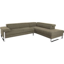 Ecksofa W.Schillig "finn, toller Sitzkomfort, L-Form, hochwertige Verarbeitungsdetails", schwarz (pepper s22), B:281cm H:71cm T:230cm, Flachgewebe S22 (100% Polyester);Stoff S37 (100% Polyester);Longlife Xtra-Leder Z59: Glattleder mit modischer Pr&auml;gung. Hautst&auml;rke 0, 9 - 1, 1 mm, Sofas, Ecksofa, German Design Award 2016, Fu&szlig;gestell Chrom gl&auml;nzend, Breite 281 cm