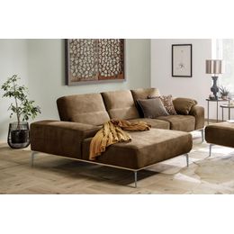 Ecksofa W.Schillig "run, Designsofa mit tollem Sitzkomfort, bequem, L-Form", braun (chocolate s37), B:279cm H:88cm T:178cm, Longlife Xtra-Leder Z73: Naturwalkleder der Luxusklasse aus den erlesensten Rohh&auml;uten. Hautst&auml;rke 1, 1 &ndash; 1, 3 mm;ROHLEDER Jacquard-Flachgewebe Q2 W60 (63% Polyester, 37% Polyacryl);ROHLEDER Chenille-Flachgewebe Q2 W77 (68% Polyacryl, 32% Polyester);Stoff S37 (100% Polyester),