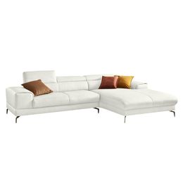 Ecksofa W.Schillig "Piedroo, Designsofa mit tollem Sitzkomfort, elegant und bequem, L-Form", wei&szlig; (wei&szlig; z59), B:303cm H:70cm T:193cm, Longlife Xtra-Leder Z59: Glattleder mit modischer Pr&auml;gung. Hautst&auml;rke 0, 9 - 1, 1 mm, Sofas, Ecksofa, Kopfteilverstellung, wahlweise mit Sitztiefenverstellung, Breite 303cm