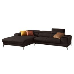 Ecksofa W.Schillig "Piedroo, Designsofa mit tollem Sitzkomfort, elegant und bequem, L-Form", braun (braun z59), B:303cm H:70cm T:193cm, Longlife Xtra-Leder Z59: Glattleder mit modischer Pr&auml;gung. Hautst&auml;rke 0, 9 - 1, 1 mm, Sofas, Ecksofa, Kopfteilverstellung, wahlweise mit Sitztiefenverstellung, Breite 303cm