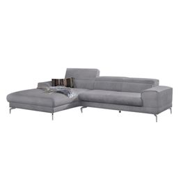 Ecksofa W.Schillig "piedroo, Designsofa mit tollem Sitzkomfort, bequem und elegant, L-Form", grau (dolphin r66), B:303cm H:70cm T:193cm, Chenille-Flachgewebe R66 (85% Polyester, 15% Nylon), Sofas, Ecksofa, Kopfteilverstellung, wahlweise mit Sitztiefenverstellung, Breite 303cm