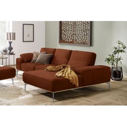 Ecksofa W.Schillig "run, Designsofa mit tollem Sitzkomfort, bequem, L-Form", orange (terracotta w82), B:279cm H:88cm T:178cm, Longlife Xtra-Leder Z73: Naturwalkleder der Luxusklasse aus den erlesensten Rohh&auml;uten. Hautst&auml;rke 1, 1 &ndash; 1, 3 mm;ROHLEDER Jacquard-Flachgewebe Q2 W60 (63% Polyester, 37% Polyacryl);ROHLEDER Chenille-Flachgewebe Q2 W77 (68% Polyacryl, 32% Polyester);Stoff S37 (100% Polyester