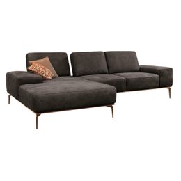 Ecksofa W.Schillig "run, Designsofa mit tollem Sitzkomfort, bequem, L-Form", grau (antracite s37), B:279cm H:88cm T:178cm, Longlife Xtra-Leder Z73: Naturwalkleder der Luxusklasse aus den erlesensten Rohh&auml;uten. Hautst&auml;rke 1, 1 &ndash; 1, 3 mm;ROHLEDER Jacquard-Flachgewebe Q2 W60 (63% Polyester, 37% Polyacryl);ROHLEDER Chenille-Flachgewebe Q2 W77 (68% Polyacryl, 32% Polyester);Stoff S37 (100% Polyester), 