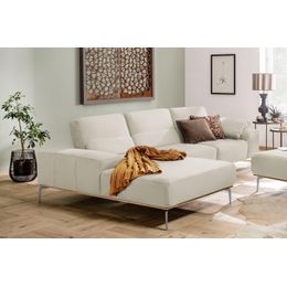 Ecksofa W.Schillig "run, Designsofa mit tollem Sitzkomfort, bequem, L-Form", wei&szlig; (cream wei&szlig; z73), B:319cm H:88cm T:178cm, Longlife Xtra-Leder Z73: Naturwalkleder der Luxusklasse aus den erlesensten Rohh&auml;uten. Hautst&auml;rke 1, 1 &ndash; 1, 3 mm;ROHLEDER Jacquard-Flachgewebe Q2 W60 (63% Polyester, 37% Polyacryl);ROHLEDER Chenille-Flachgewebe Q2 W77 (68% Polyacryl, 32% Polyester);Stoff S37 (100% Polyester),