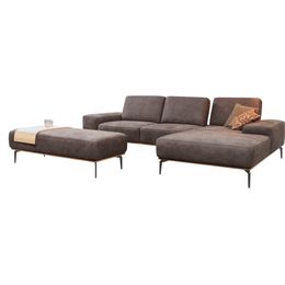 Ecksofa W.Schillig "run, Designsofa mit tollem Sitzkomfort, bequem, L-Form", braun (mocca s37), B:319cm H:88cm T:178cm, Longlife Xtra-Leder Z73: Naturwalkleder der Luxusklasse aus den erlesensten Rohh&auml;uten. Hautst&auml;rke 1, 1 &ndash; 1, 3 mm;ROHLEDER Jacquard-Flachgewebe Q2 W60 (63% Polyester, 37% Polyacryl);ROHLEDER Chenille-Flachgewebe Q2 W77 (68% Polyacryl, 32% Polyester);Stoff S37 (100% Polyester), Sof
