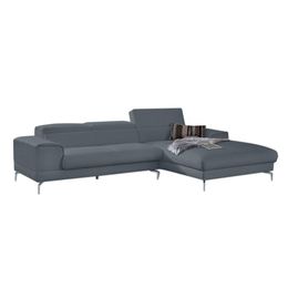 Ecksofa W.Schillig "piedroo, Designsofa mit tollem Sitzkomfort, bequem und elegant, L-Form", blau (blau z69), B:303cm H:70cm T:193cm, Longlife Xtra-Leder Z69: Das feinnarbige, gedeckte Softleder Z69 besticht durch seine au&szlig;ergew&ouml;hnliche Weichheit im trendigen &raquo;Vintage-Look&laquo;, Hautst&auml;rke 0, 9 - 1, 1 mm, Sofas, Ecksofa, Kopfteilverstellung, wahlweise mit Sitztiefenverstellung, Breite 303cm