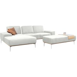 Ecksofa W.Schillig "run, Designsofa mit tollem Sitzkomfort, L-Form", wei&szlig; (wei&szlig; z73), B:279cm H:88cm T:178cm, Longlife Xtra-Leder Z73: Naturwalkleder der Luxusklasse aus den erlesensten Rohh&auml;uten. Hautst&auml;rke 1, 1 &ndash; 1, 3 mm;ROHLEDER Jacquard-Flachgewebe Q2 W60 (63% Polyester, 37% Polyacryl);ROHLEDER Chenille-Flachgewebe Q2 W77 (68% Polyacryl, 32% Polyester);Stoff S37 (100% Polyester), Sofas, Ecksof