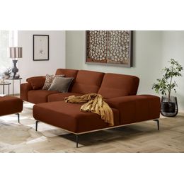 Ecksofa W.Schillig "run, Designsofa mit tollem Sitzkomfort, bequem, L-Form", orange (terracotta w82), B:299cm H:88cm T:178cm, Longlife Xtra-Leder Z73: Naturwalkleder der Luxusklasse aus den erlesensten Rohh&auml;uten. Hautst&auml;rke 1, 1 &ndash; 1, 3 mm;ROHLEDER Jacquard-Flachgewebe Q2 W60 (63% Polyester, 37% Polyacryl);ROHLEDER Chenille-Flachgewebe Q2 W77 (68% Polyacryl, 32% Polyester);Stoff S37 (100% Polyester