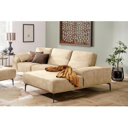 Ecksofa W.Schillig "run, Designsofa mit tollem Sitzkomfort, bequem, L-Form", beige (sahara s37), B:319cm H:88cm T:178cm, Longlife Xtra-Leder Z73: Naturwalkleder der Luxusklasse aus den erlesensten Rohh&auml;uten. Hautst&auml;rke 1, 1 &ndash; 1, 3 mm;ROHLEDER Jacquard-Flachgewebe Q2 W60 (63% Polyester, 37% Polyacryl);ROHLEDER Chenille-Flachgewebe Q2 W77 (68% Polyacryl, 32% Polyester);Stoff S37 (100% Polyester), So