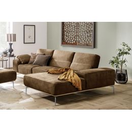 Ecksofa W.Schillig "run, Designsofa mit tollem Sitzkomfort, bequem, L-Form", braun (chocolate s37), B:319cm H:88cm T:178cm, Longlife Xtra-Leder Z73: Naturwalkleder der Luxusklasse aus den erlesensten Rohh&auml;uten. Hautst&auml;rke 1, 1 &ndash; 1, 3 mm;ROHLEDER Jacquard-Flachgewebe Q2 W60 (63% Polyester, 37% Polyacryl);ROHLEDER Chenille-Flachgewebe Q2 W77 (68% Polyacryl, 32% Polyester);Stoff S37 (100% Polyester),