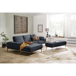 Ecksofa W.Schillig "run, Designsofa mit tollem Sitzkomfort, L-Form", blau (blau z73), B:299cm H:88cm T:178cm, Longlife Xtra-Leder Z73: Naturwalkleder der Luxusklasse aus den erlesensten Rohh&auml;uten. Hautst&auml;rke 1, 1 &ndash; 1, 3 mm;ROHLEDER Jacquard-Flachgewebe Q2 W60 (63% Polyester, 37% Polyacryl);ROHLEDER Chenille-Flachgewebe Q2 W77 (68% Polyacryl, 32% Polyester);Stoff S37 (100% Polyester), Sofas, Ecksof