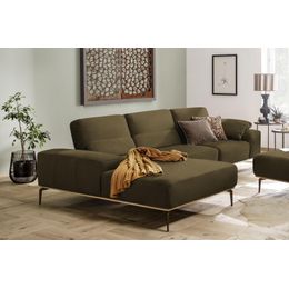 Ecksofa W.Schillig "run, Designsofa mit tollem Sitzkomfort, bequem, L-Form", gr&uuml;n (camouflage w82), B:319cm H:88cm T:178cm, Longlife Xtra-Leder Z73: Naturwalkleder der Luxusklasse aus den erlesensten Rohh&auml;uten. Hautst&auml;rke 1, 1 &ndash; 1, 3 mm;ROHLEDER Jacquard-Flachgewebe Q2 W60 (63% Polyester, 37% Polyacryl);ROHLEDER Chenille-Flachgewebe Q2 W77 (68% Polyacryl, 32% Polyester);Stoff S37 (100% Polyester),