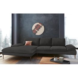 Ecksofa W.Schillig "enjoy&MORE, Designsofa, bequem, elegant und zeitlos, L-Form", grau (anthrazit r66), B:340cm H:87cm T:185cm, Chenille-Flachgewebe R66 (85% Polyester, 15% Nylon);Longlife Xtra-Leder Z59: Glattleder mit modischer Pr&auml;gung. Hautst&auml;rke 0, 9 - 1, 1 mm;Stoff S37 (100% Polyester), Sofas, Ecksofa, Sitztiefenverstellung, F&uuml;&szlig;e bronze pulverbeschichtet, Breite 340 cm