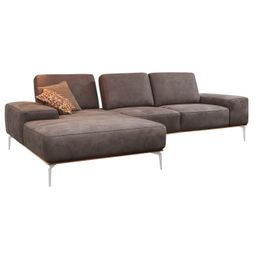 Ecksofa W.Schillig "run, Designsofa mit tollem Sitzkomfort, L-Form", braun (mocca s37), B:279cm H:88cm T:178cm, Longlife Xtra-Leder Z73: Naturwalkleder der Luxusklasse aus den erlesensten Rohh&auml;uten. Hautst&auml;rke 1, 1 &ndash; 1, 3 mm;ROHLEDER Jacquard-Flachgewebe Q2 W60 (63% Polyester, 37% Polyacryl);ROHLEDER Chenille-Flachgewebe Q2 W77 (68% Polyacryl, 32% Polyester);Stoff S37 (100% Polyester), Sofas, Ecks