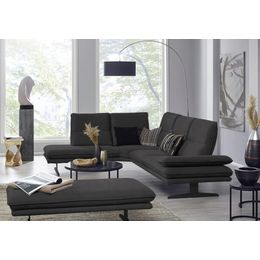 Ecksofa W.Schillig "broadway, Designsofa, toller Sitzkomfort, zeitlos, elegant, L-Form", grau (anthrazit s37), B:284cm H:94cm T:224cm, Stoff S37 (100% Polyester): Luxus-Microfaser in Lederoptik, Sofas, Ecksofa, Sitztiefenverstellung, Kopfteil- & Seitenteilverstellung, Breite 284cm