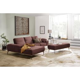 Ecksofa W.Schillig "run, Designsofa mit tollem Sitzkomfort, L-Form", rot (rosso marone z73), B:299cm H:88cm T:178cm, Longlife Xtra-Leder Z73: Naturwalkleder der Luxusklasse aus den erlesensten Rohh&auml;uten. Hautst&auml;rke 1, 1 &ndash; 1, 3 mm;ROHLEDER Jacquard-Flachgewebe Q2 W60 (63% Polyester, 37% Polyacryl);ROHLEDER Chenille-Flachgewebe Q2 W77 (68% Polyacryl, 32% Polyester);Stoff S37 (100% Polyester), Sofas,