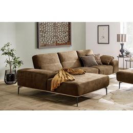 Ecksofa W.Schillig "run, Designsofa mit tollem Sitzkomfort, bequem, L-Form", braun (chocolate s37), B:299cm H:88cm T:178cm, Longlife Xtra-Leder Z73: Naturwalkleder der Luxusklasse aus den erlesensten Rohh&auml;uten. Hautst&auml;rke 1, 1 &ndash; 1, 3 mm;ROHLEDER Jacquard-Flachgewebe Q2 W60 (63% Polyester, 37% Polyacryl);ROHLEDER Chenille-Flachgewebe Q2 W77 (68% Polyacryl, 32% Polyester);Stoff S37 (100% Polyester),