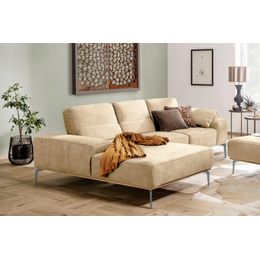 Ecksofa W.Schillig "run, Designsofa mit tollem Sitzkomfort, bequem, L-Form", beige (sahara s37), B:279cm H:88cm T:178cm, Longlife Xtra-Leder Z73: Naturwalkleder der Luxusklasse aus den erlesensten Rohh&auml;uten. Hautst&auml;rke 1, 1 &ndash; 1, 3 mm;ROHLEDER Jacquard-Flachgewebe Q2 W60 (63% Polyester, 37% Polyacryl);ROHLEDER Chenille-Flachgewebe Q2 W77 (68% Polyacryl, 32% Polyester);Stoff S37 (100% Polyester), So