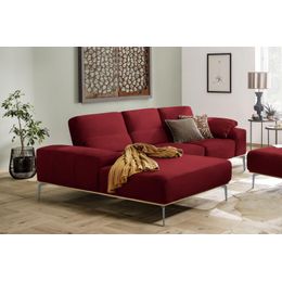 Ecksofa W.Schillig "run, Designsofa mit tollem Sitzkomfort, bequem, L-Form", rot (light brick w82), B:279cm H:88cm T:178cm, Longlife Xtra-Leder Z73: Naturwalkleder der Luxusklasse aus den erlesensten Rohh&auml;uten. Hautst&auml;rke 1, 1 &ndash; 1, 3 mm;ROHLEDER Jacquard-Flachgewebe Q2 W60 (63% Polyester, 37% Polyacryl);ROHLEDER Chenille-Flachgewebe Q2 W77 (68% Polyacryl, 32% Polyester);Stoff S37 (100% Polyester),
